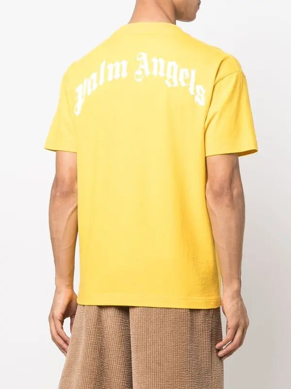 Palm Angels Shark-print Cotton T-shirt - Yellow