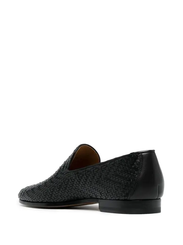 Magnanni Interwoven Leather Loafers - Black