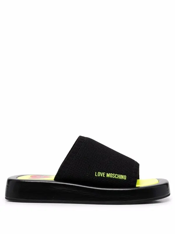 Moschino Logo-print Open-toe Slides - Black