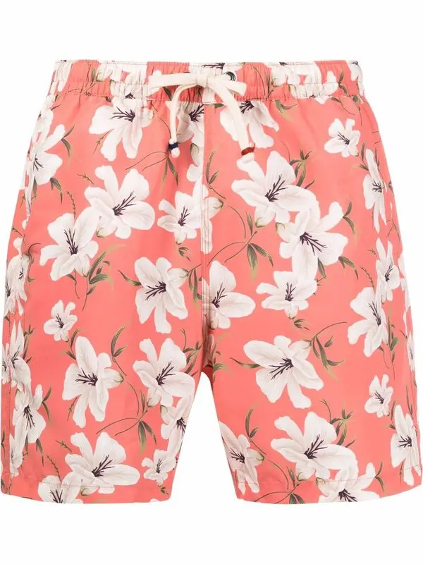 Altea Floral-print Swim Shorts - Orange