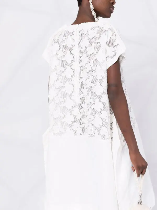 Comme Des Garçons Floral-embroidered Mesh T-shirt Dress