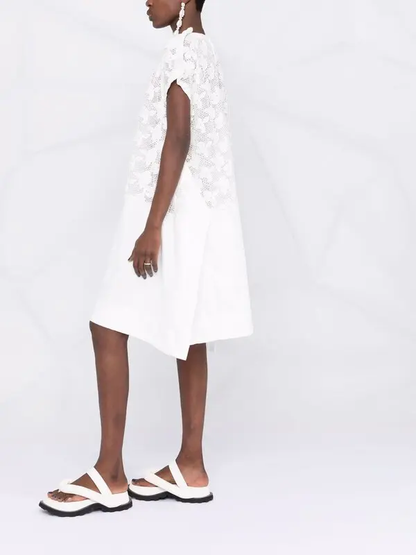 Comme Des Garçons Floral-embroidered Mesh T-shirt Dress