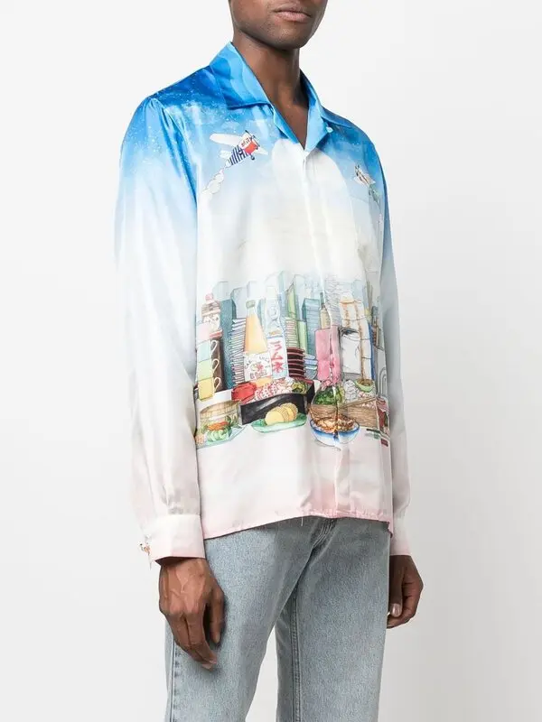 Casablanca Casa Cafe Landscape-print Silk Shirt