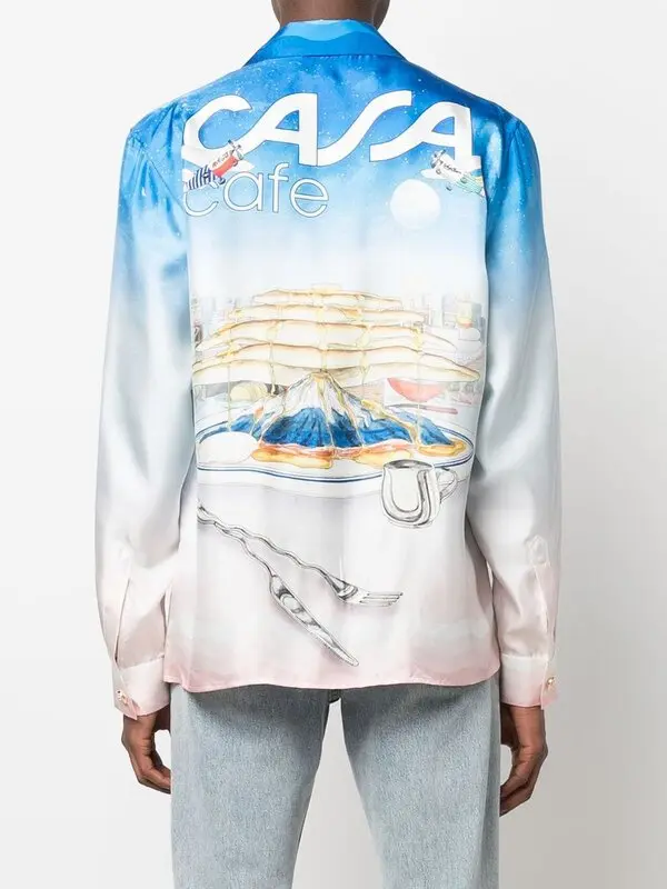 Casablanca Casa Cafe Landscape-print Silk Shirt