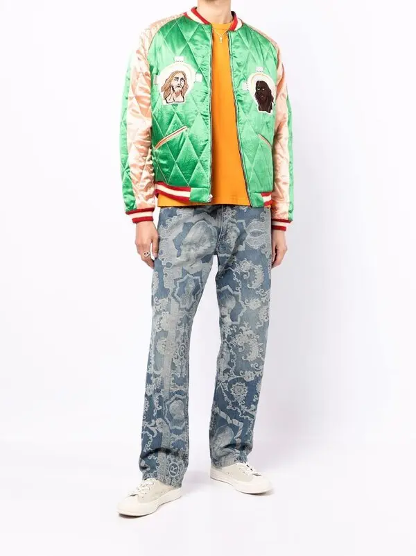 SAINT MXXXXXX Embroidered-slogan Bomber Jacket
