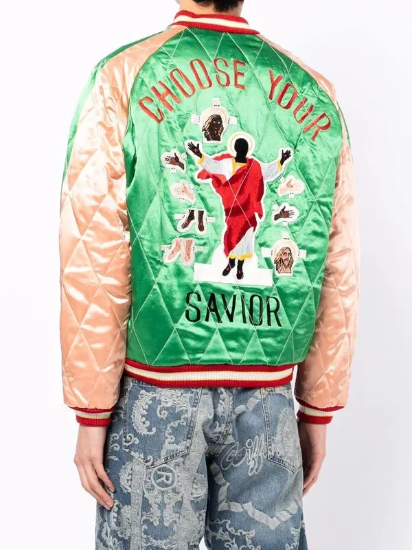 SAINT MXXXXXX Embroidered-slogan Bomber Jacket