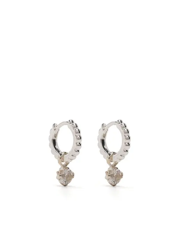 DOWER & HALL Dotty Story Hoop Earrings - Silver