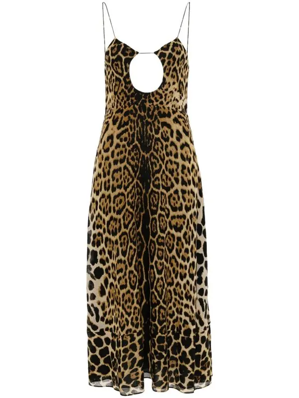 Saint Laurent Leopard-print Midi Dress