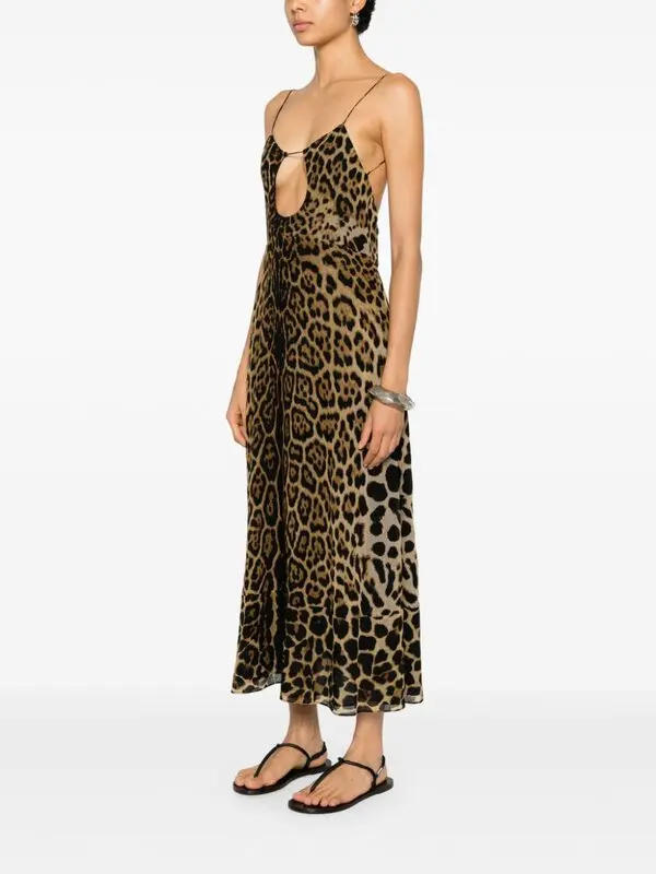 Saint Laurent Leopard-print Midi Dress