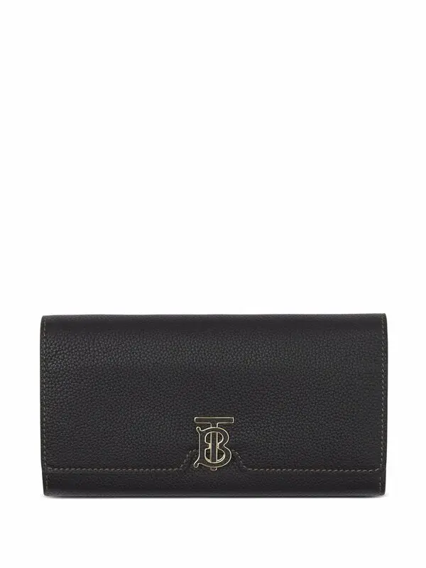 Burberry Monogram-plaque Continental Leather Wallet - Black
