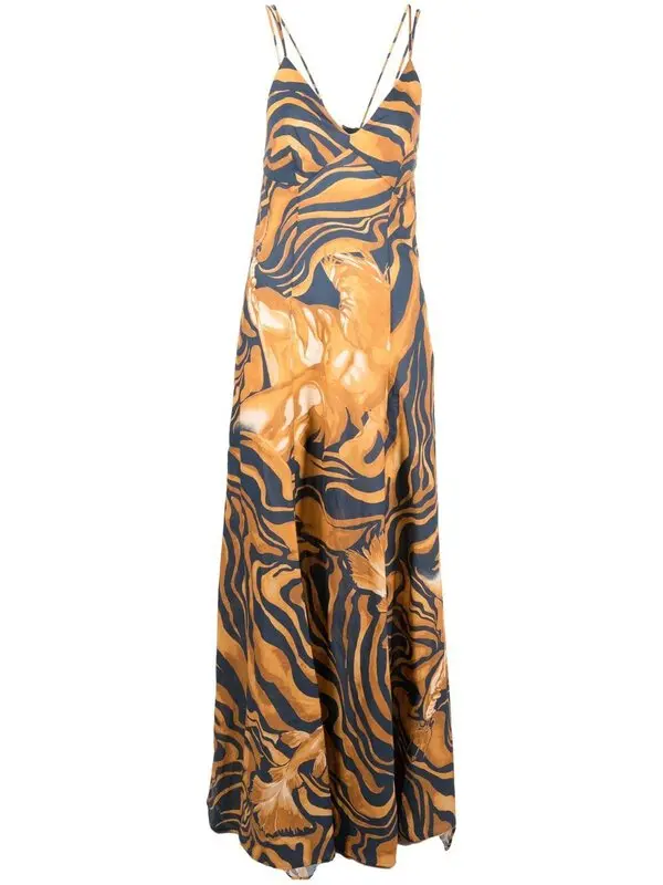 Alberta Ferretti Wave-print Maxi Dress
