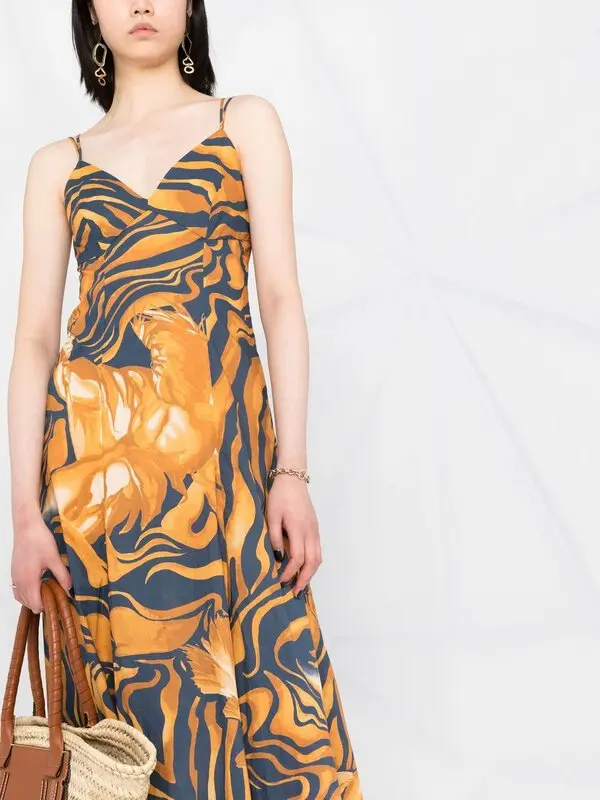 Alberta Ferretti Wave-print Maxi Dress