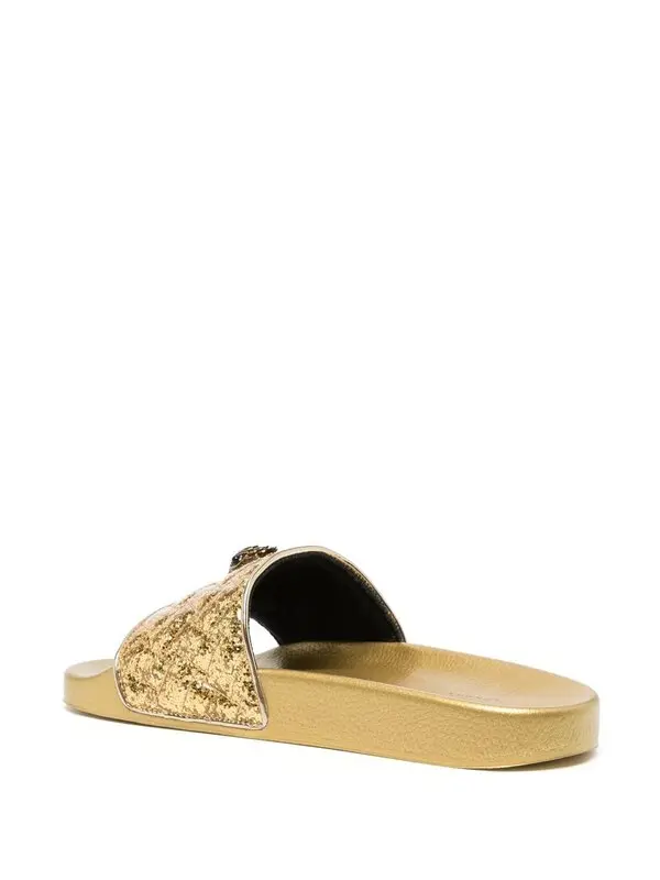 Kurt Geiger Metallic Quilted Slides