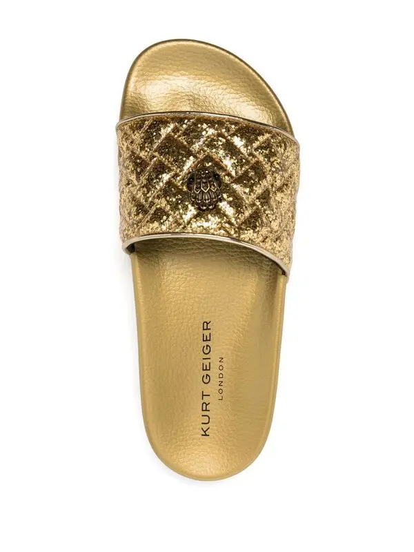 Kurt Geiger Metallic Quilted Slides