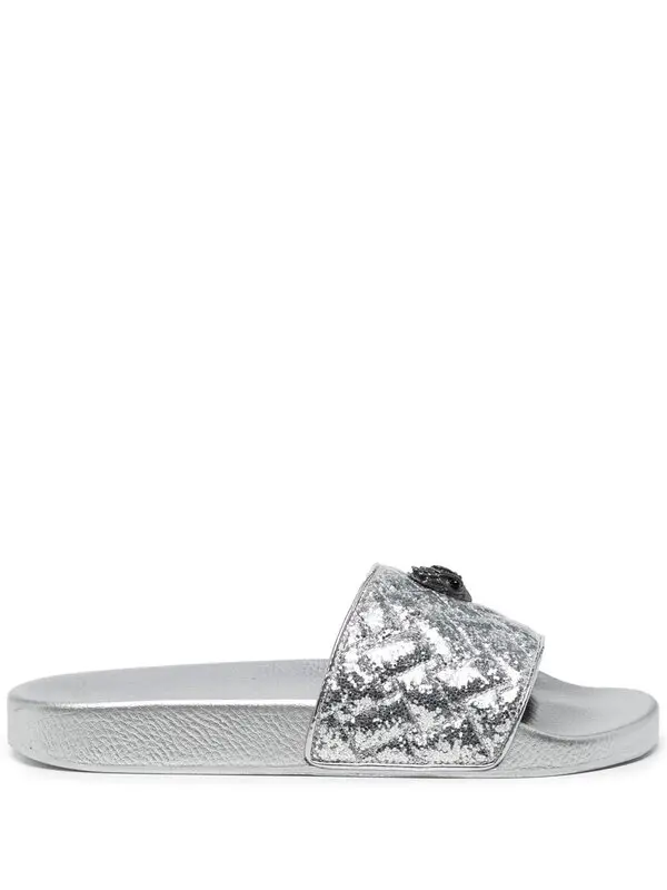 Kurt Geiger Metallic-effect Open-toe Slides - Silver