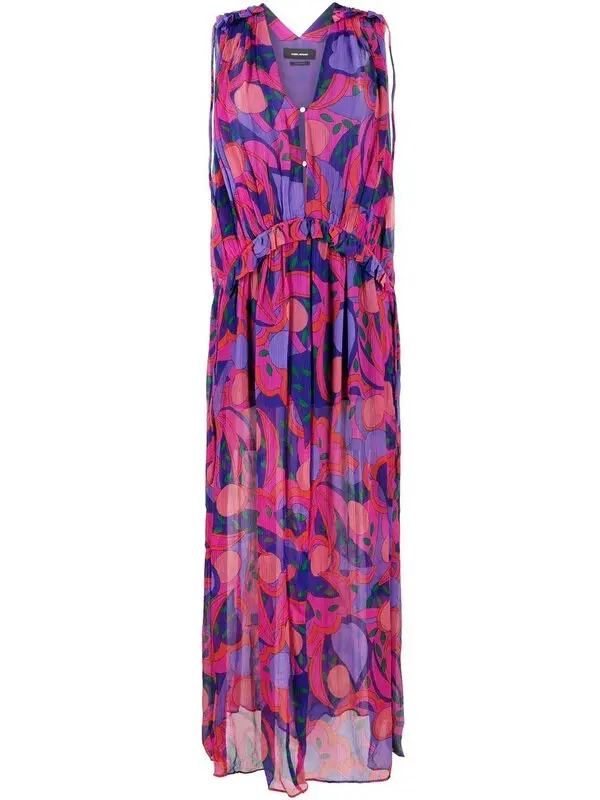 Isabel Marant Étoile Abstract Pattern Plunging V-neck Dress