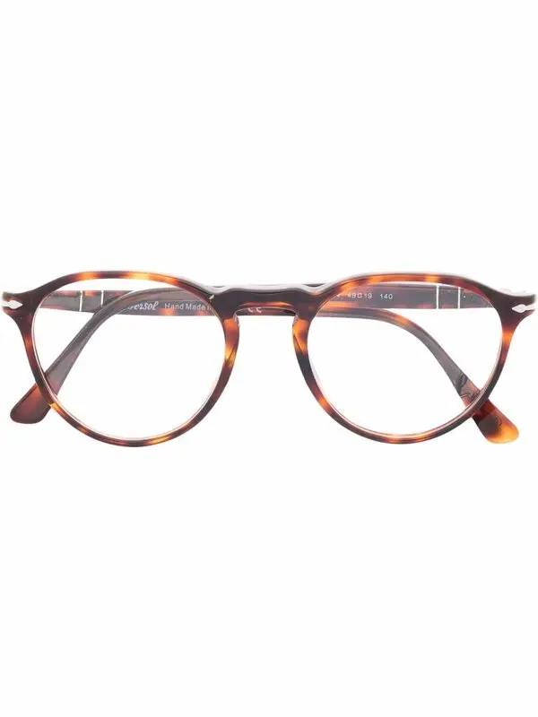 Persol Tortoiseshell Round Frame Glasses - Brown