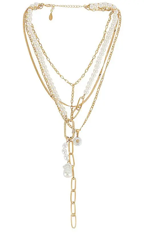 8 Other Reasons Pearl Lariat Necklace - Gold