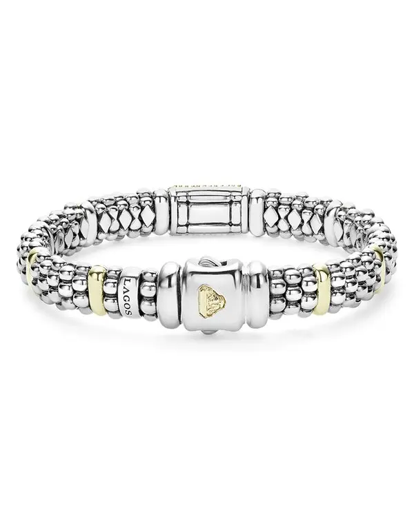 Lagos 18k Yellow Gold & Sterling Silver Sapphire Link Bracelet - Blue/silver