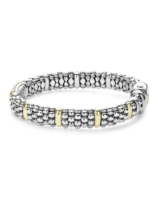 Lagos 18k Yellow Gold & Sterling Silver Sapphire Link Bracelet - Blue/silver