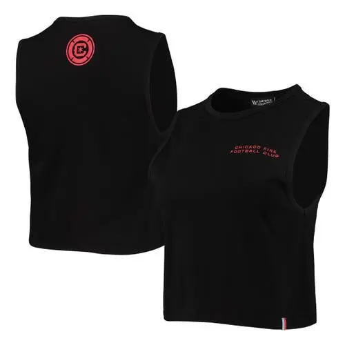 THE WILD COLLECTIVE Chicago Fire Crop Muscle Tri-blend Tank Top - Black