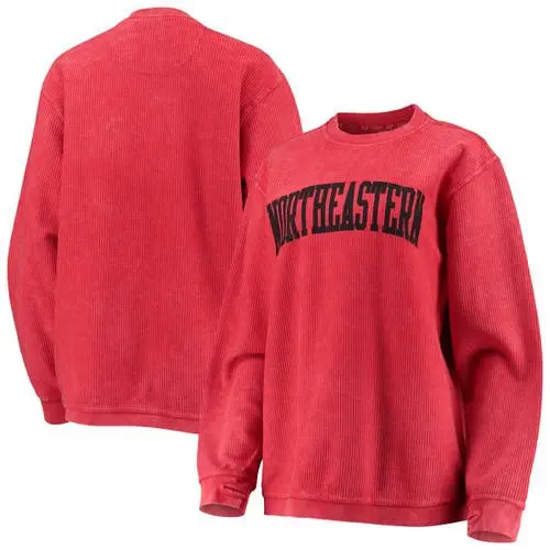 PRESSBOX Northeastern Huskies Comfy Cord Vintage Wash Basic Arch Pullover Sweatshirt