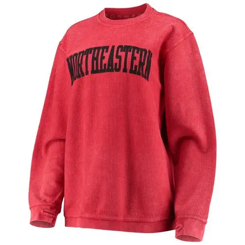 PRESSBOX Northeastern Huskies Comfy Cord Vintage Wash Basic Arch Pullover Sweatshirt