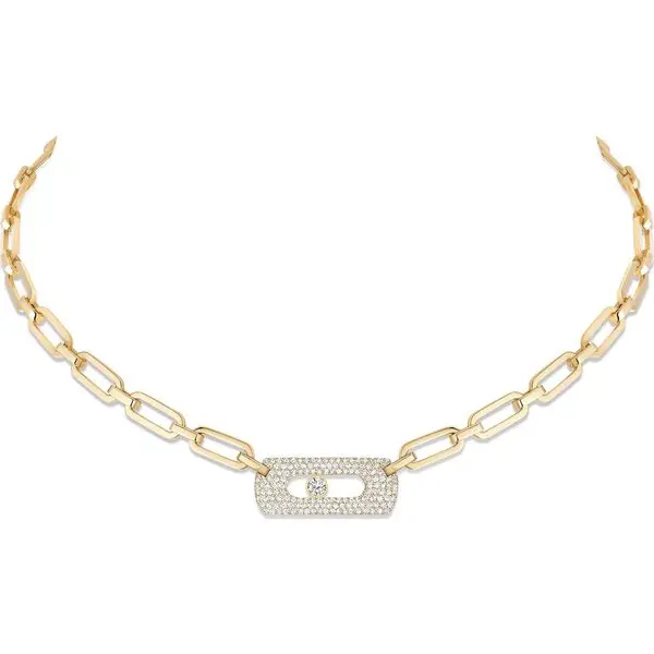 Messika My Move Paperclip Pavé Diamond Pendant Necklace - Yellow Gold