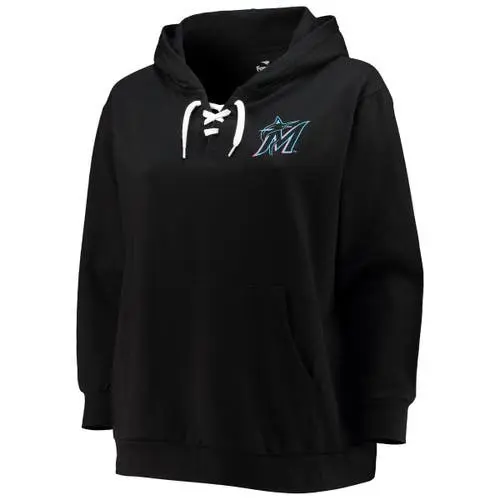 Profile Miami Marlins Lace-up V-neck Pullover Hoodie