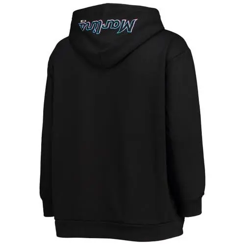 Profile Miami Marlins Lace-up V-neck Pullover Hoodie