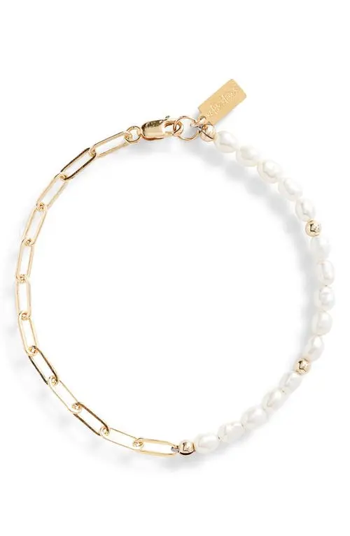 SET & STONES Simone Freshwater Pearl & Paper Clip Chain Bracelet - Gold