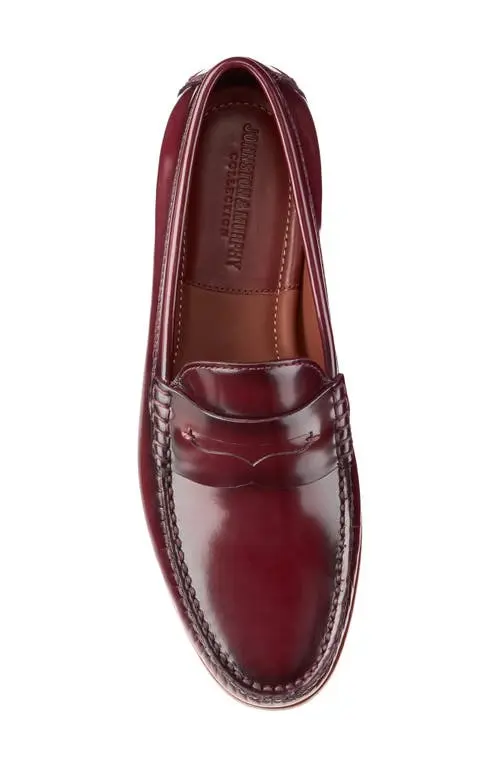Johnston & Murphy Baldwin Penny Loafer - Bordeaux Brush Off Full Grain
