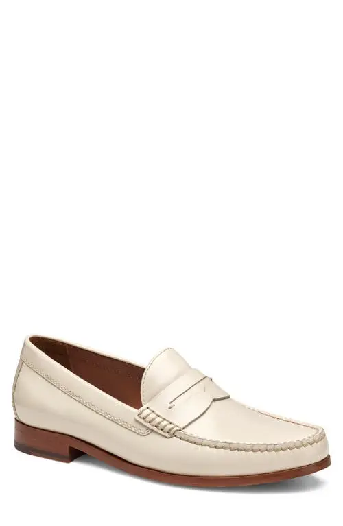 Johnston & Murphy Baldwin Penny Loafer - Ivory Brush Off Full Grain