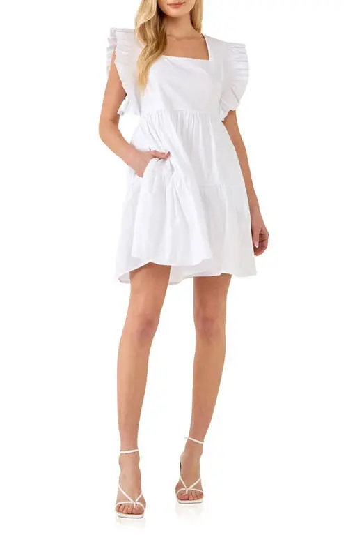English Factory Cotton Mini Dress - White