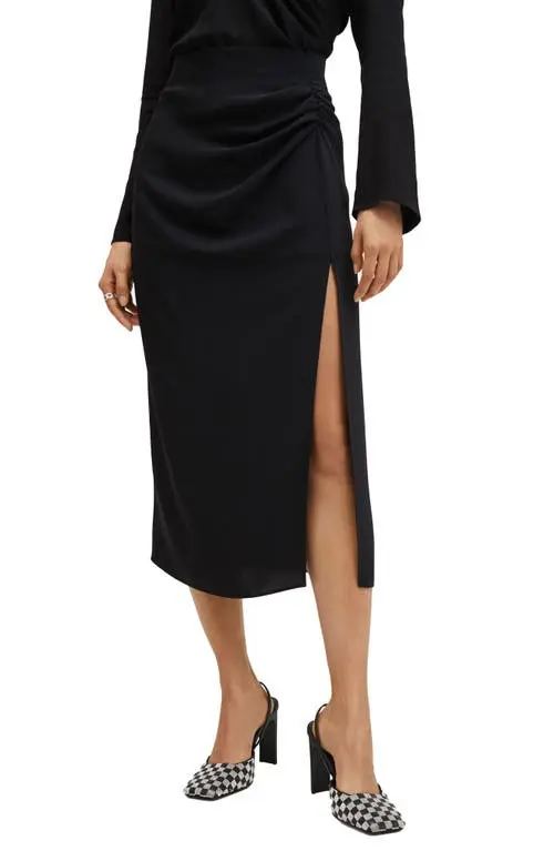 Mango Vent Midi Skirt - Black