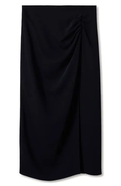 Mango Vent Midi Skirt - Black