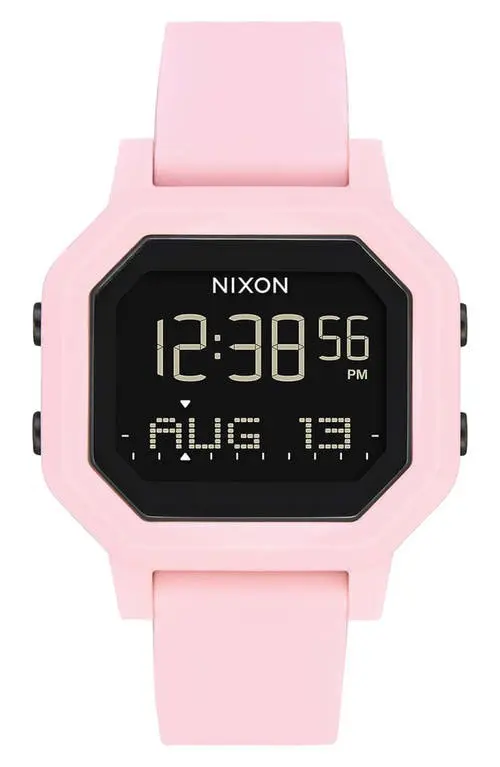 Nixon Siren Digital Recycled Plastic Strap Watch - Pale Pink