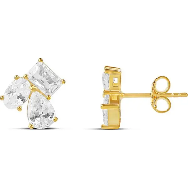 SHYMI Multi Shape Cubic Zirconia Stud Earrings - Gold