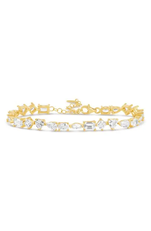 SHYMI Multi Shape Cubic Zirconia Tennis Bracelet - Gold