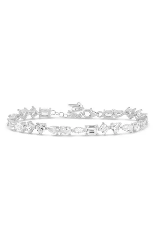 SHYMI Multi Shape Cubic Zirconia Tennis Bracelet - Silver