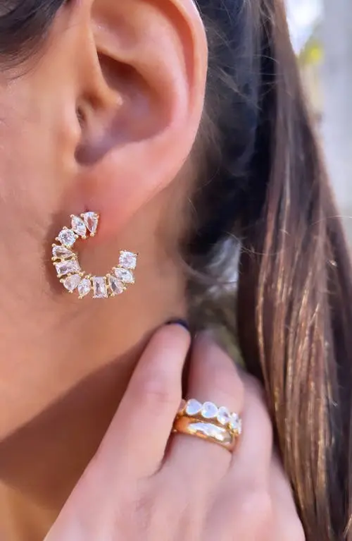 SHYMI Cubic Zirconia Stud Earrings - Gold