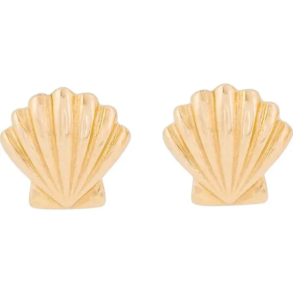 STONE AND STRAND Shell Stud Earrings - Yellow Gold