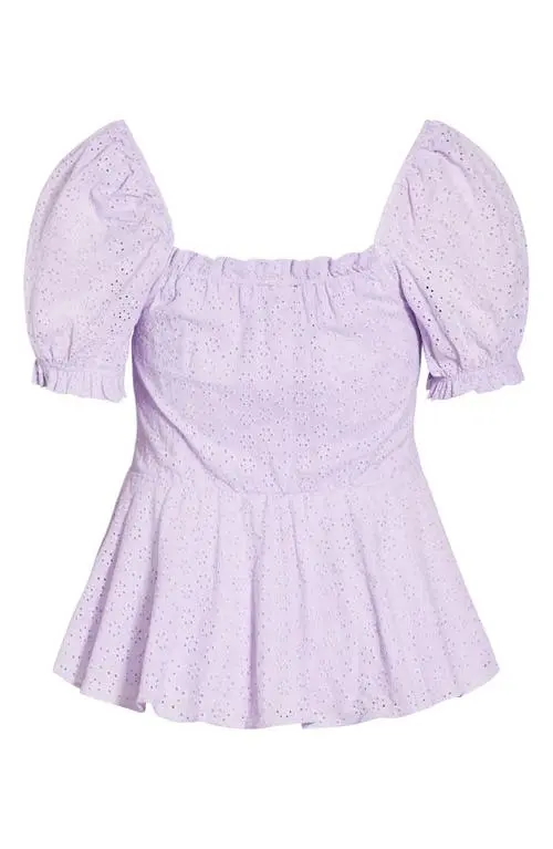 City Chic Broderie Cotton Peplum Top