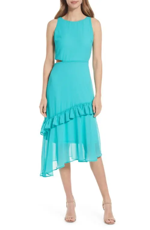 Sam Edelman Ruffle Cutout Midi Dress - Turquoise