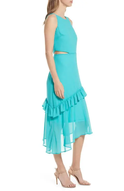 Sam Edelman Ruffle Cutout Midi Dress - Turquoise