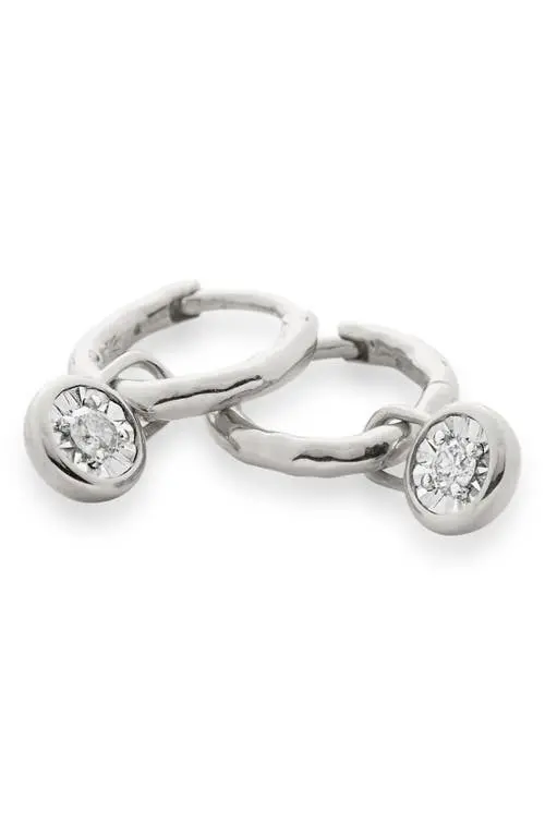 Monica Vinader Diamond Essential Huggie Earrings - Silver