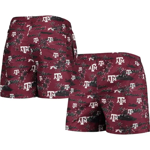 FOCO Texas A&m Aggies Island Palm Swim Trunks - Maroon