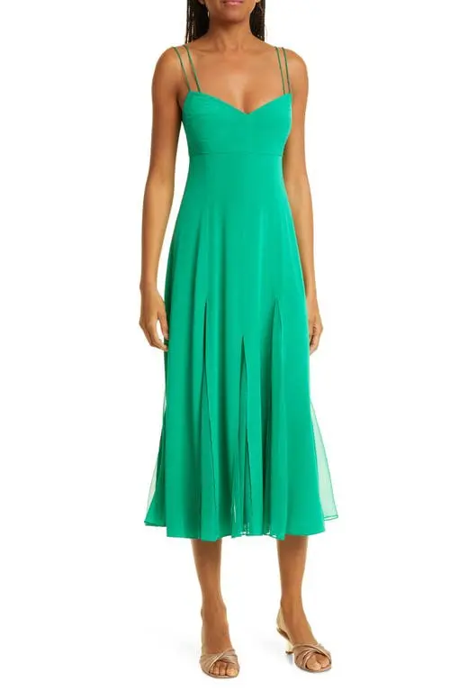 La Ligne Sheer Godet Pleat Silk Midi Slipdress In Kelly Green - 62% Off |  Editorialist