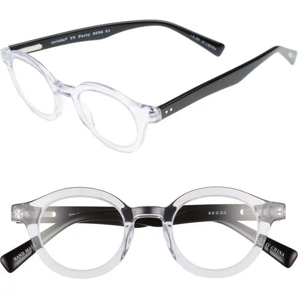 Eyebobs Tv Party 44mm Round Reading Glasses - Clear/black/clear