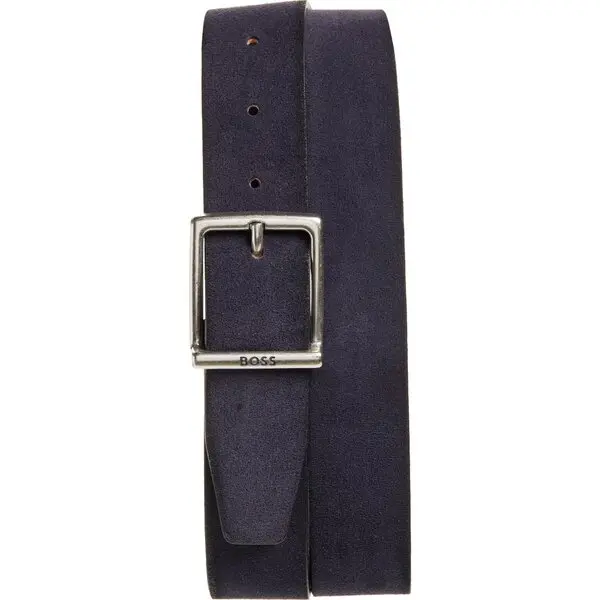 BOSS Rudy Leather Belt - Dark Blue